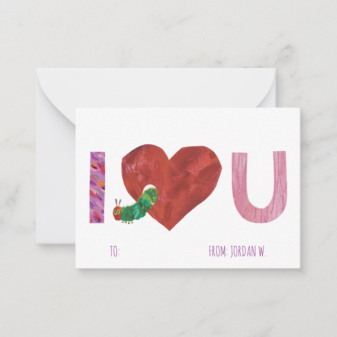 The Very Hungry Caterpillar | I Heart You Note Card | Zazzle