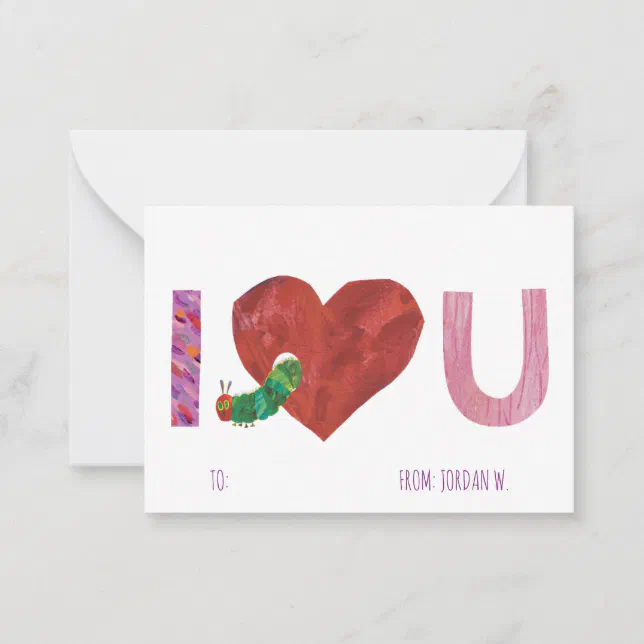 The Very Hungry Caterpillar | I Heart You Note Card | Zazzle