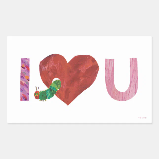 The Very Hungry Caterpillar | I Heart You Rectangular Sticker | Zazzle