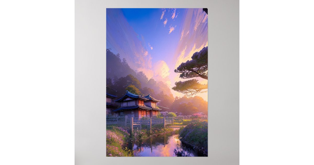 The Village at Dusk Poster | Zazzle
