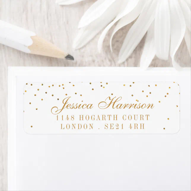The Vintage Glam Gold Confetti Wedding Collection Label | Zazzle