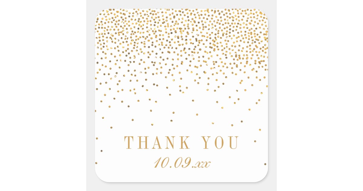 The Vintage Glam Gold Confetti Wedding Collection Square Sticker | Zazzle