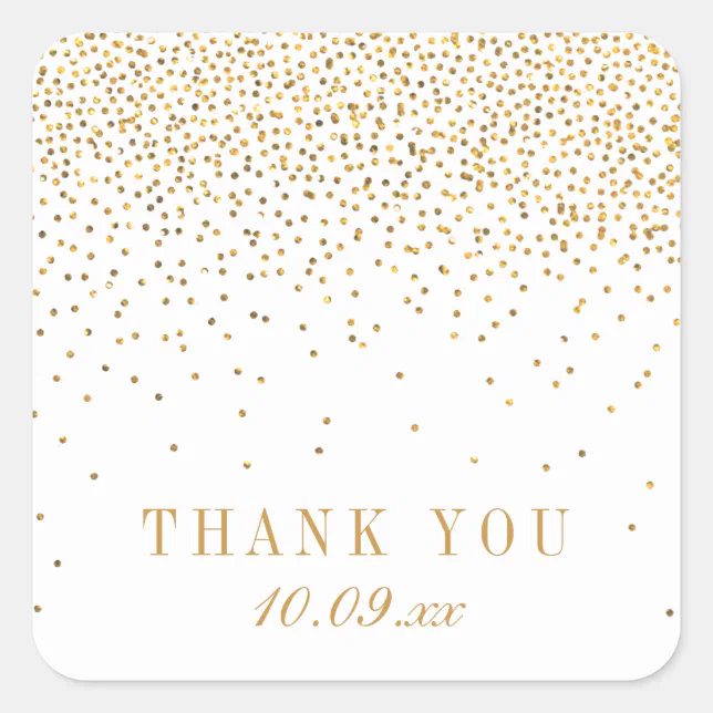 The Vintage Glam Gold Confetti Wedding Collection Square Sticker | Zazzle