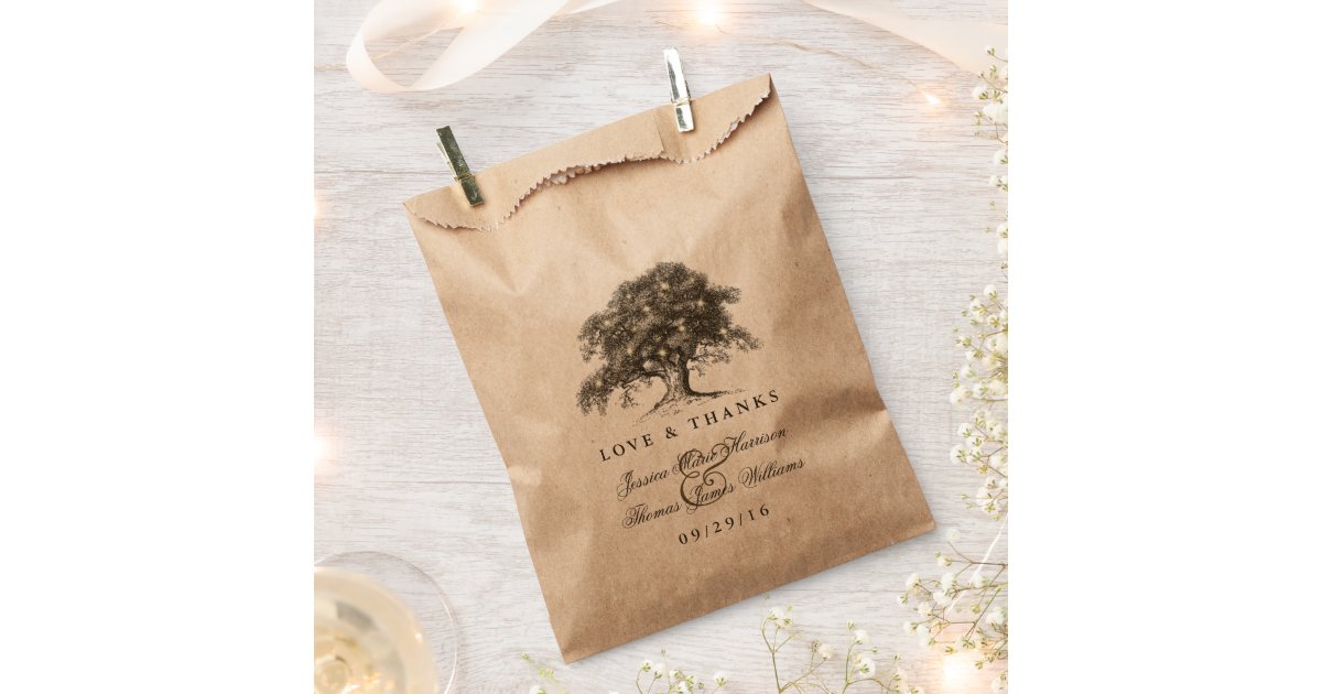 The Vintage Old Oak Tree Wedding Collection Favor Bag | Zazzle