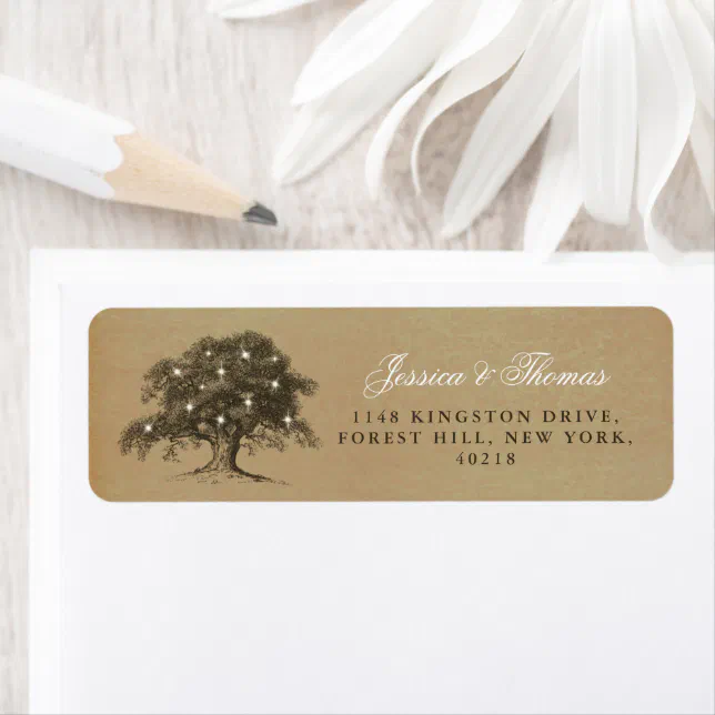 The Vintage Old Oak Tree Wedding Collection Label | Zazzle