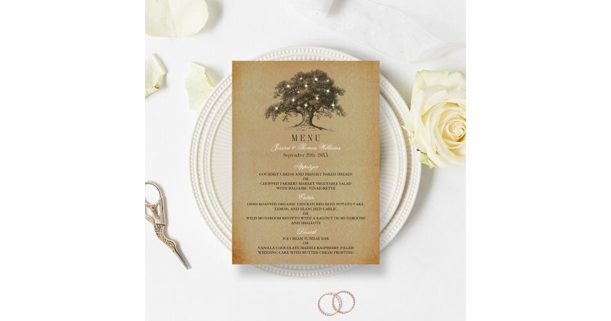 The Vintage Old Oak Tree Wedding Collection - Menu | Zazzle