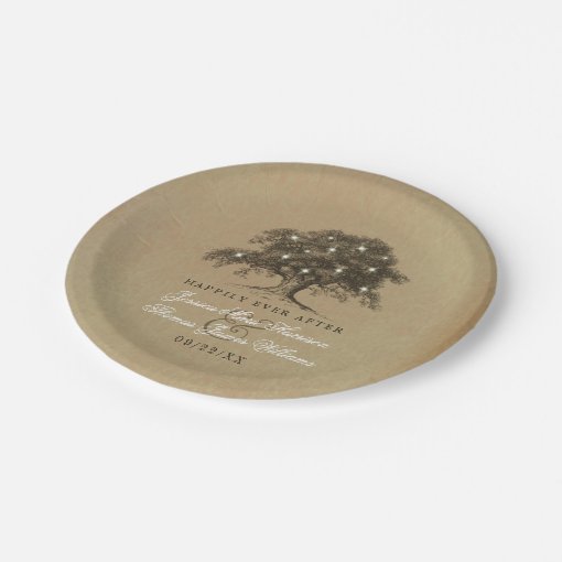 The Vintage Old Oak Tree Wedding Collection Paper Plates | Zazzle