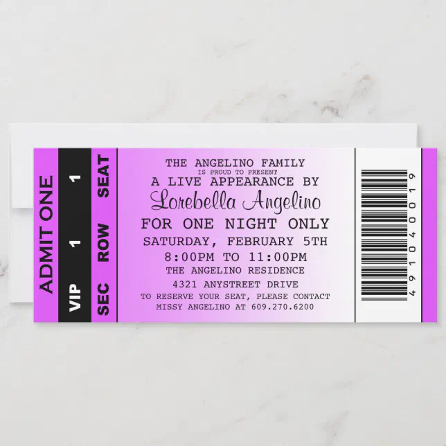 The VIP Ticket Birthday Invitation (Purple) | Zazzle