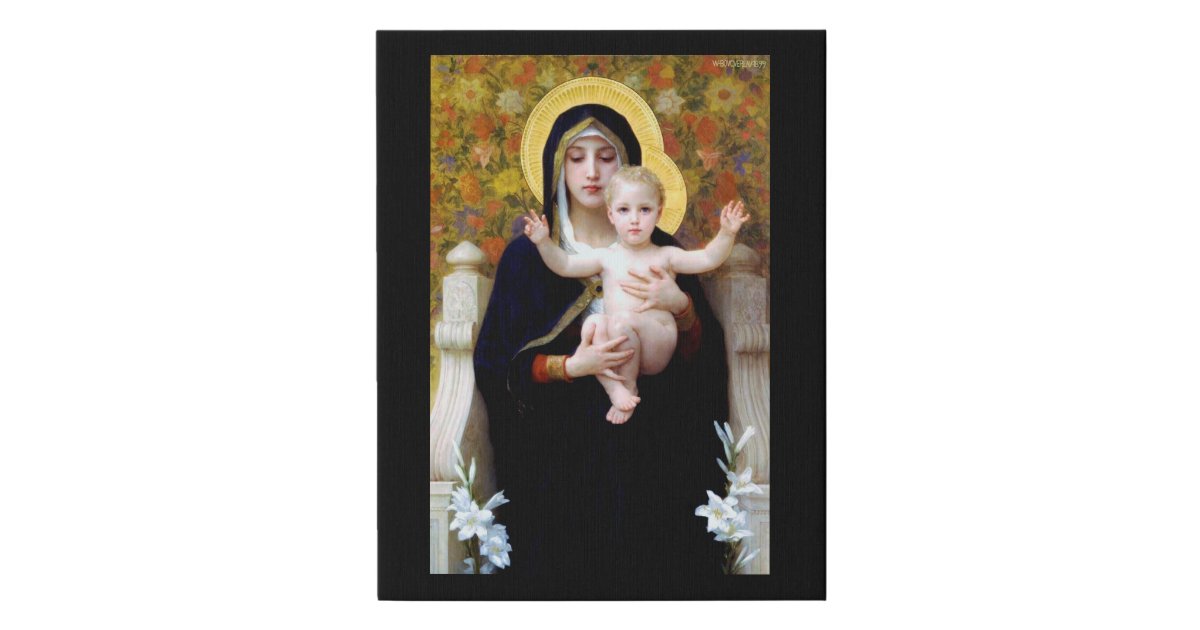 The Virgin of the Lily, Bouguereau Faux Canvas Print | Zazzle
