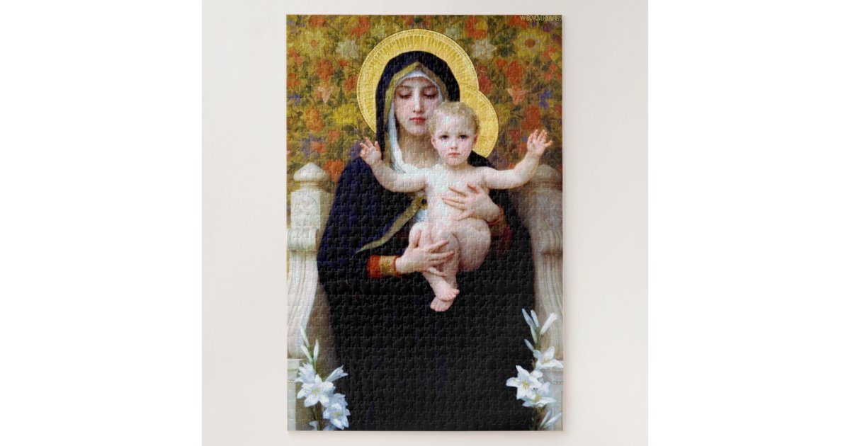 The Virgin of the Lily, Bouguereau Jigsaw Puzzle | Zazzle