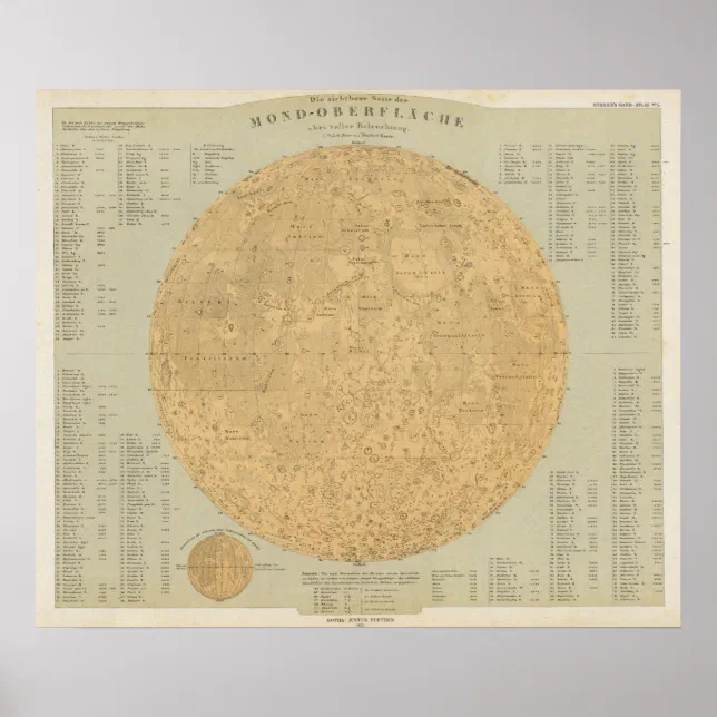 The visible side of the moon surface map poster | Zazzle