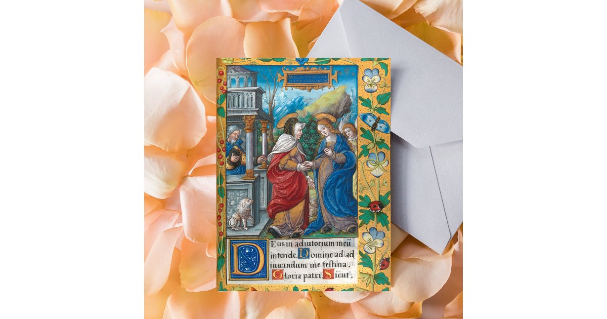 The Visitation of St Elizabeth Medieval Manuscript Postcard | Zazzle