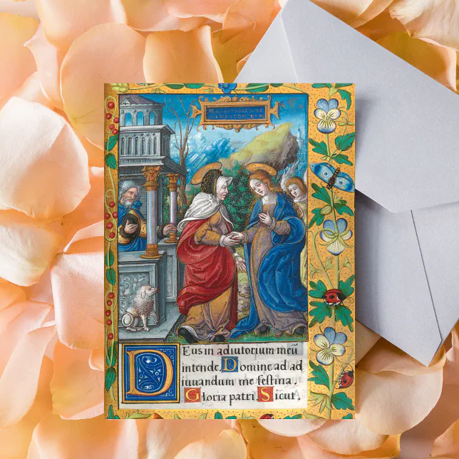 The Visitation of St Elizabeth Medieval Manuscript Postcard | Zazzle