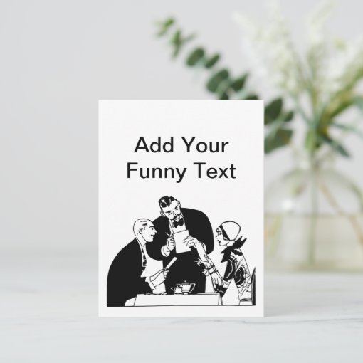 The Waiter - Restaurant Humor Postcard | Zazzle