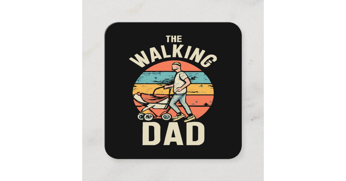 the walking dad square business card | Zazzle