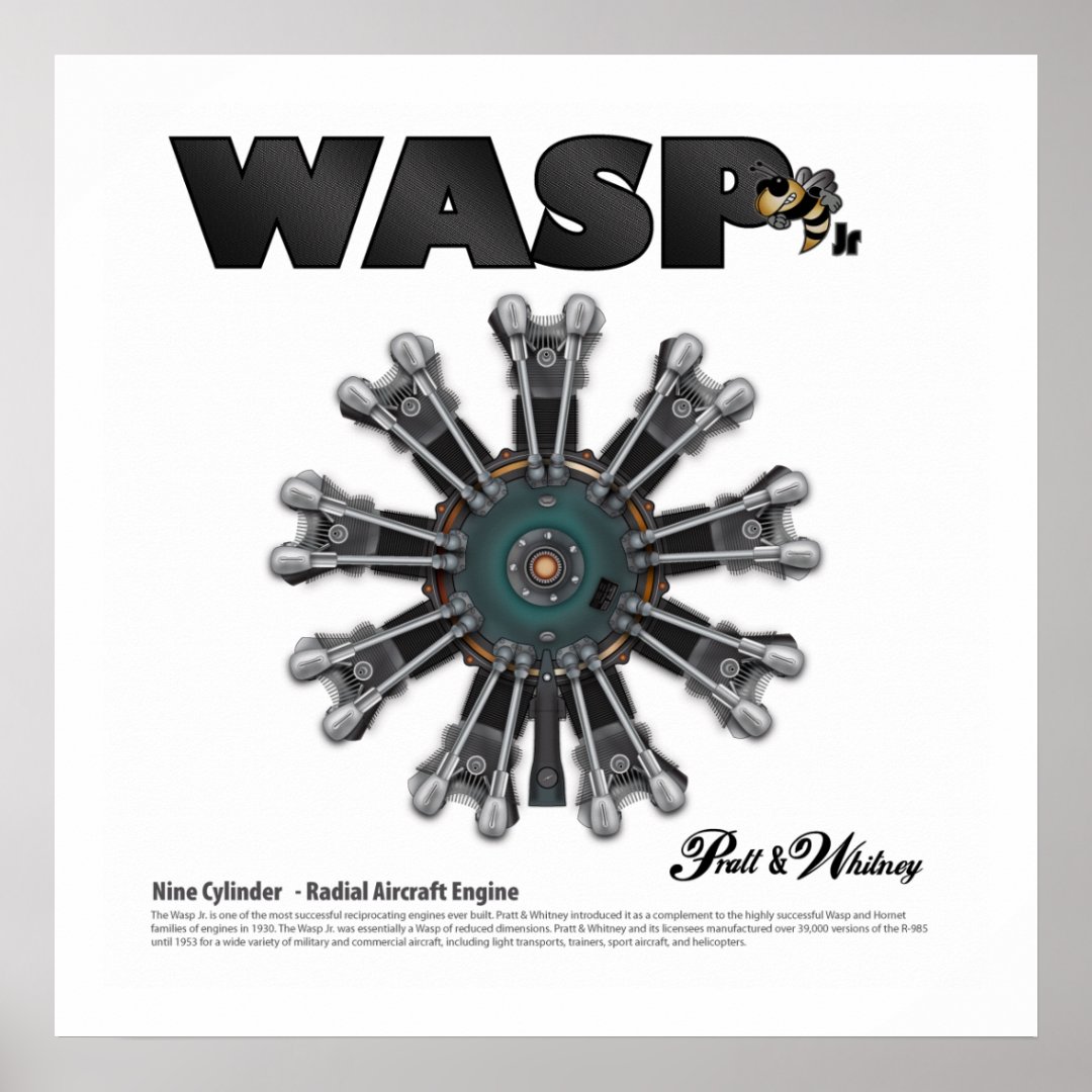 The "Wasp Jr." Radial Engine Art Poster | Zazzle