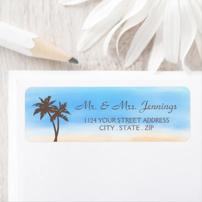The Watercolor Beach Wedding Collection Label | Zazzle