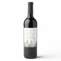 The Watercolor Pine Tree Forest Wedding Collection Wine Label | Zazzle