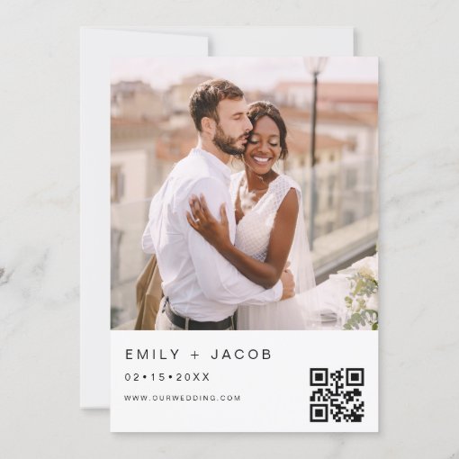 The Wedding of Photo QR code Minimalist Elegant Invitation | Zazzle
