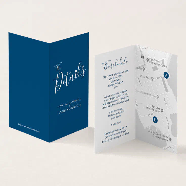The wedding or event details guest schedule map | Zazzle