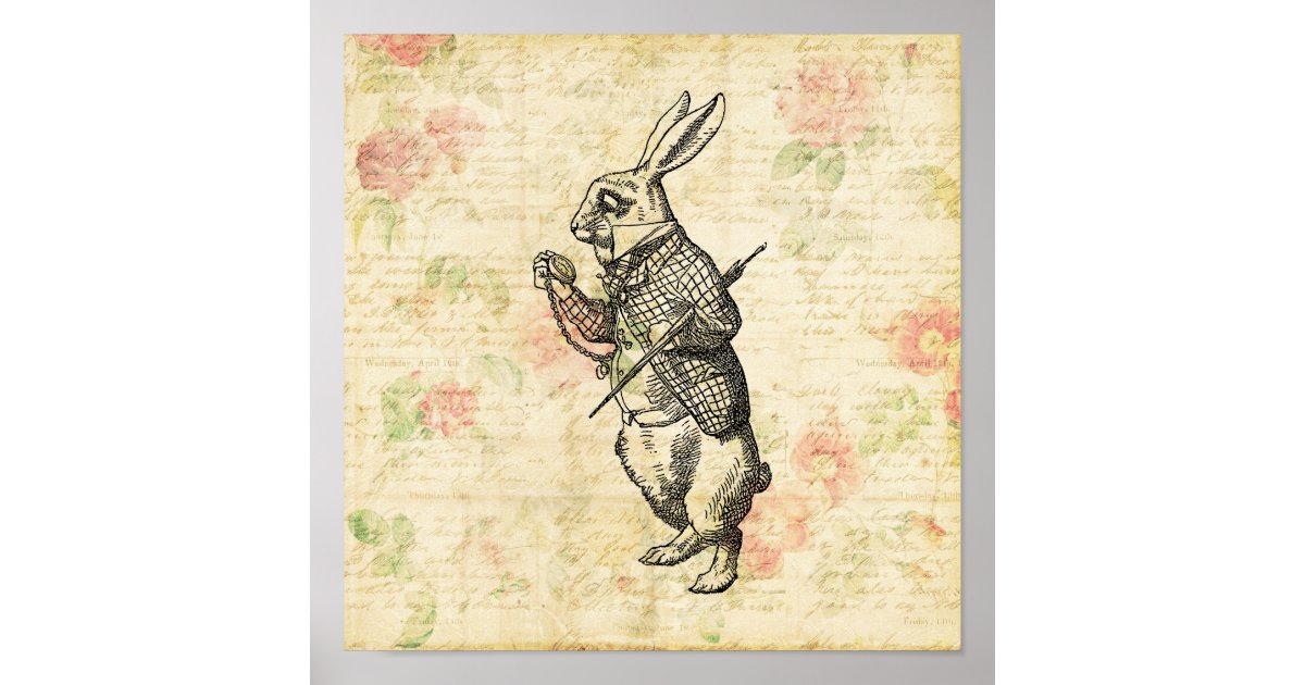 The White Rabbit Alice in Wonderland Vintage Art Poster | Zazzle