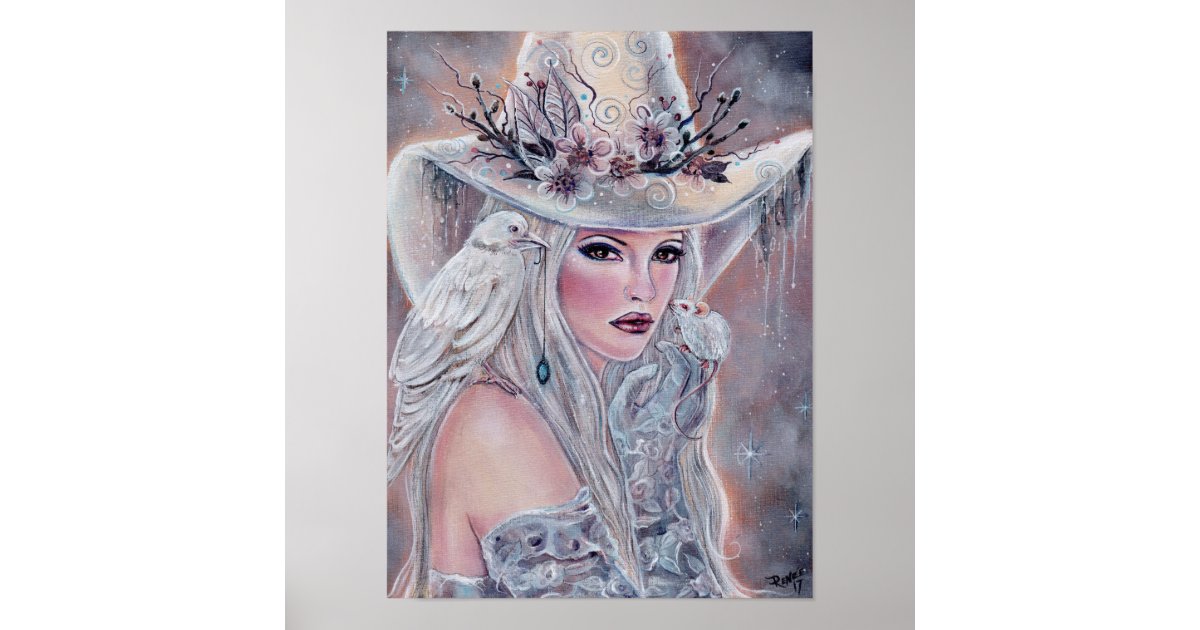 The white witch poster with raven by Renee Lavoie | Zazzle