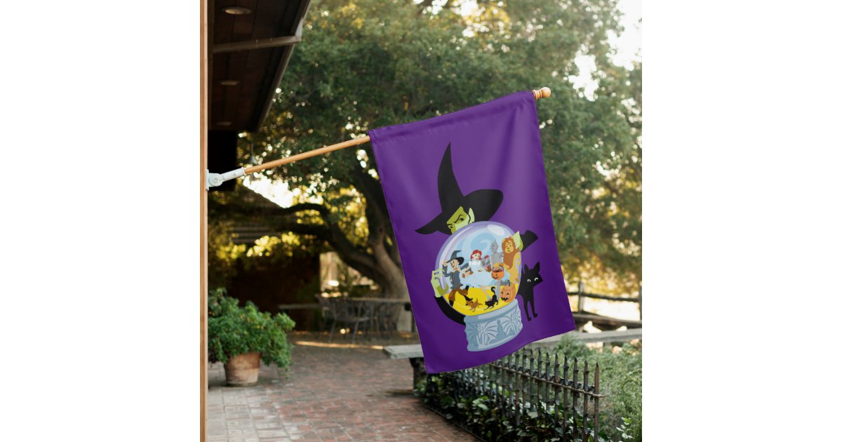 The Wicked Witch Crystal Ball Halloween House Flag | Zazzle