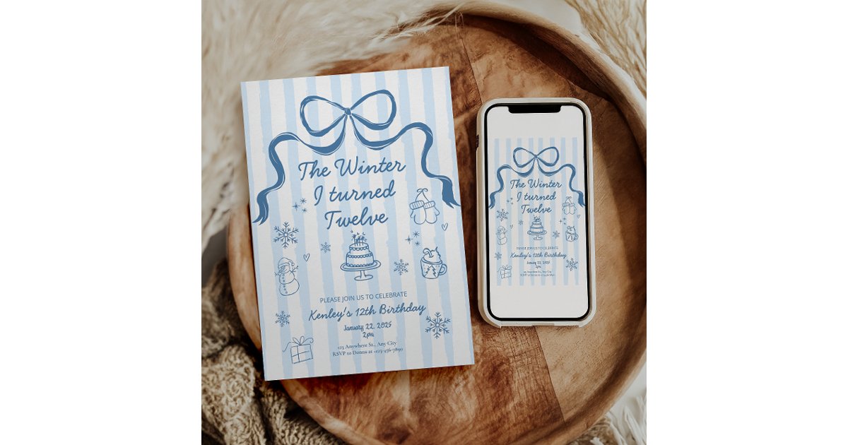 The Winter I turned 12 Birthday Invitation | Zazzle