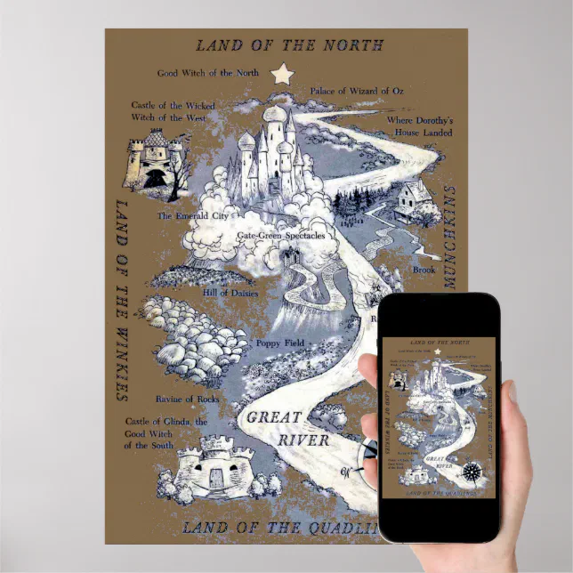 The Wizard of Oz Map Rare Poster | Zazzle