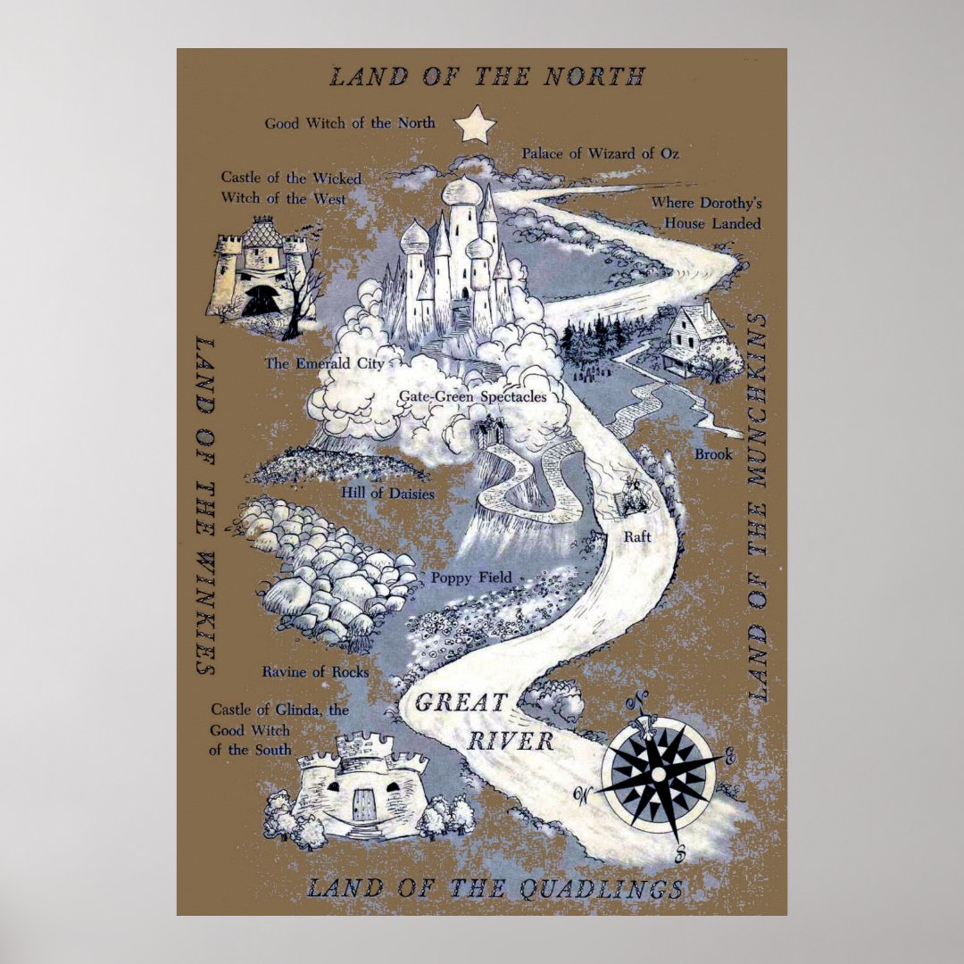 The Wizard of Oz Map Rare Poster | Zazzle