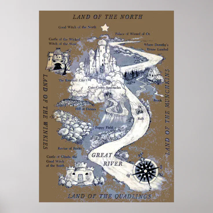The Wizard of Oz Map Rare Poster | Zazzle
