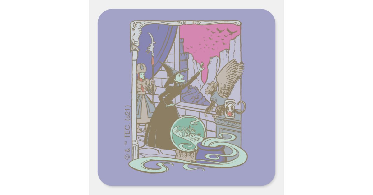 The Wizard Of Oz™ | Storybook Wicked Witch™ Square Sticker | Zazzle