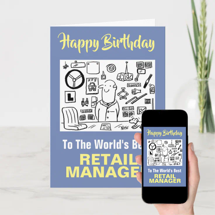 The Word's Best Retail Manager Happy Birthday Card | Zazzle