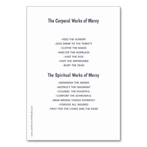 The Works of Mercy Prayer Card | Zazzle