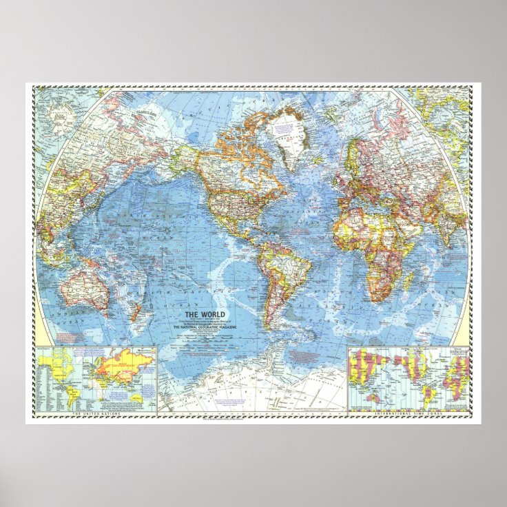 " The World: 1960 Detailed MAP ... Poster | Zazzle