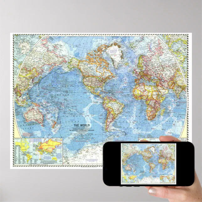 " The World: 1960 Detailed MAP ... Poster | Zazzle