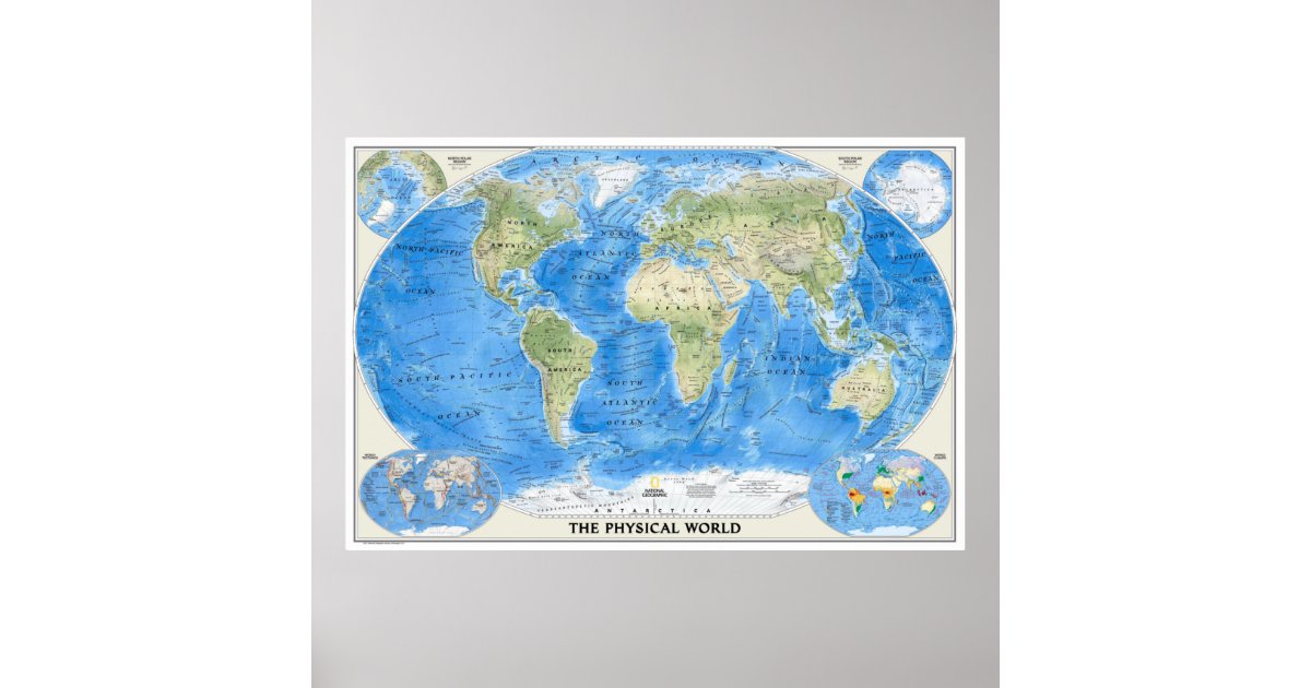 " The World: 2011/today - Physical World Map... Poster | Zazzle