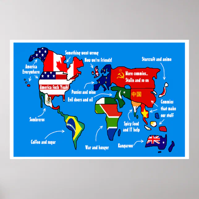 The world according to americans poster | Zazzle