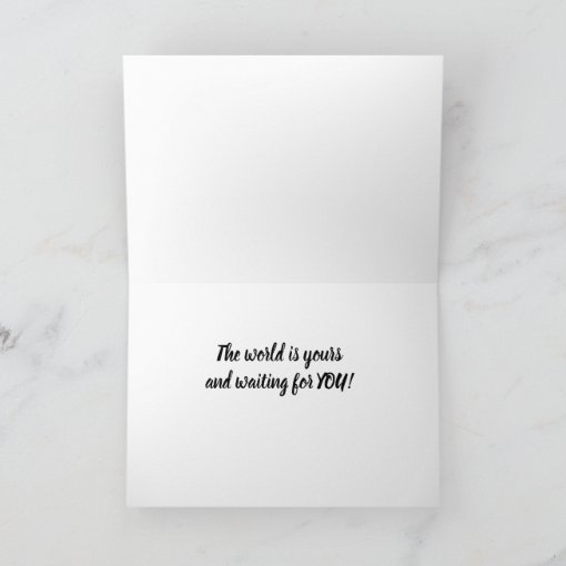 THE *WORLD IS WAITING* GRADUATE CONGRATULATIONS CARD | Zazzle