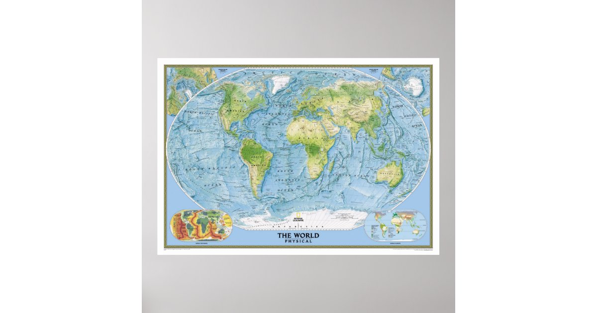 The World Map Physical Poster Zazzle