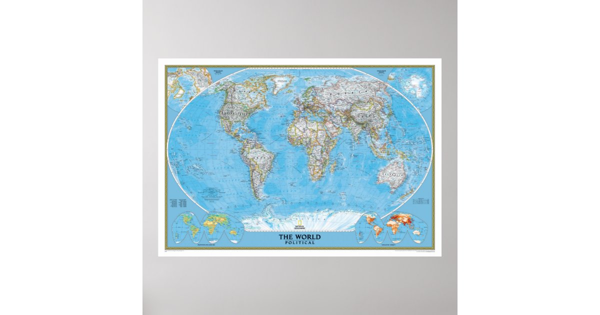 The world map political poster | Zazzle