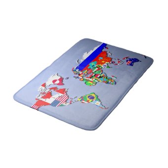 The World Map With Their Flags Bath Mat | Zazzle