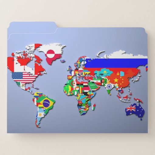 The World Map With Their Flags File Folder | Zazzle
