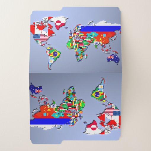 The World Map With Their Flags File Folder | Zazzle