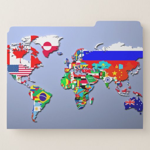 The World Map With Their Flags File Folder | Zazzle