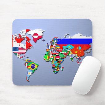 The World Map With Their Flags Mouse Pad | Zazzle