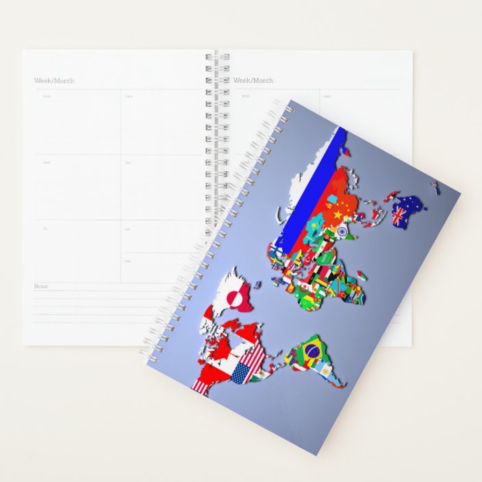 The World Map With Their Flags Planner | Zazzle.com