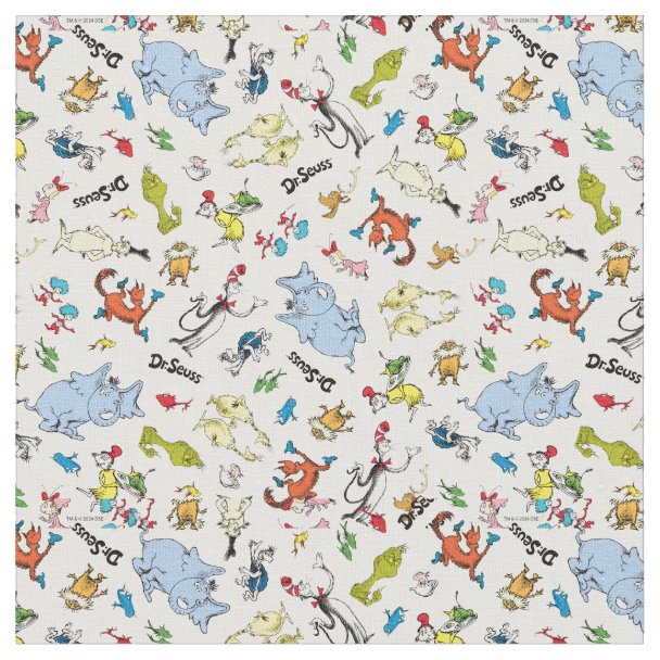 Dr. Seuss's ABC Colorful Block Letter Pattern Fabric | Zazzle