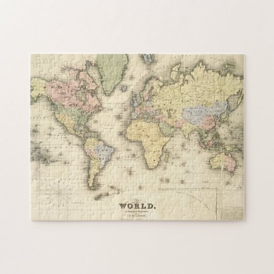 The World on Mercator's Projection | 1840 Jigsaw Puzzle | Zazzle.com