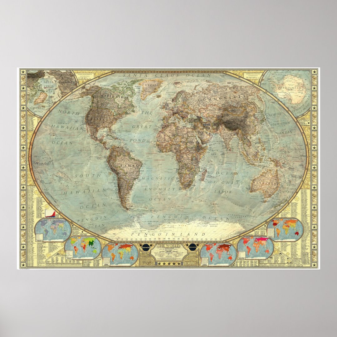 The World - Stereotypes Map Poster | Zazzle